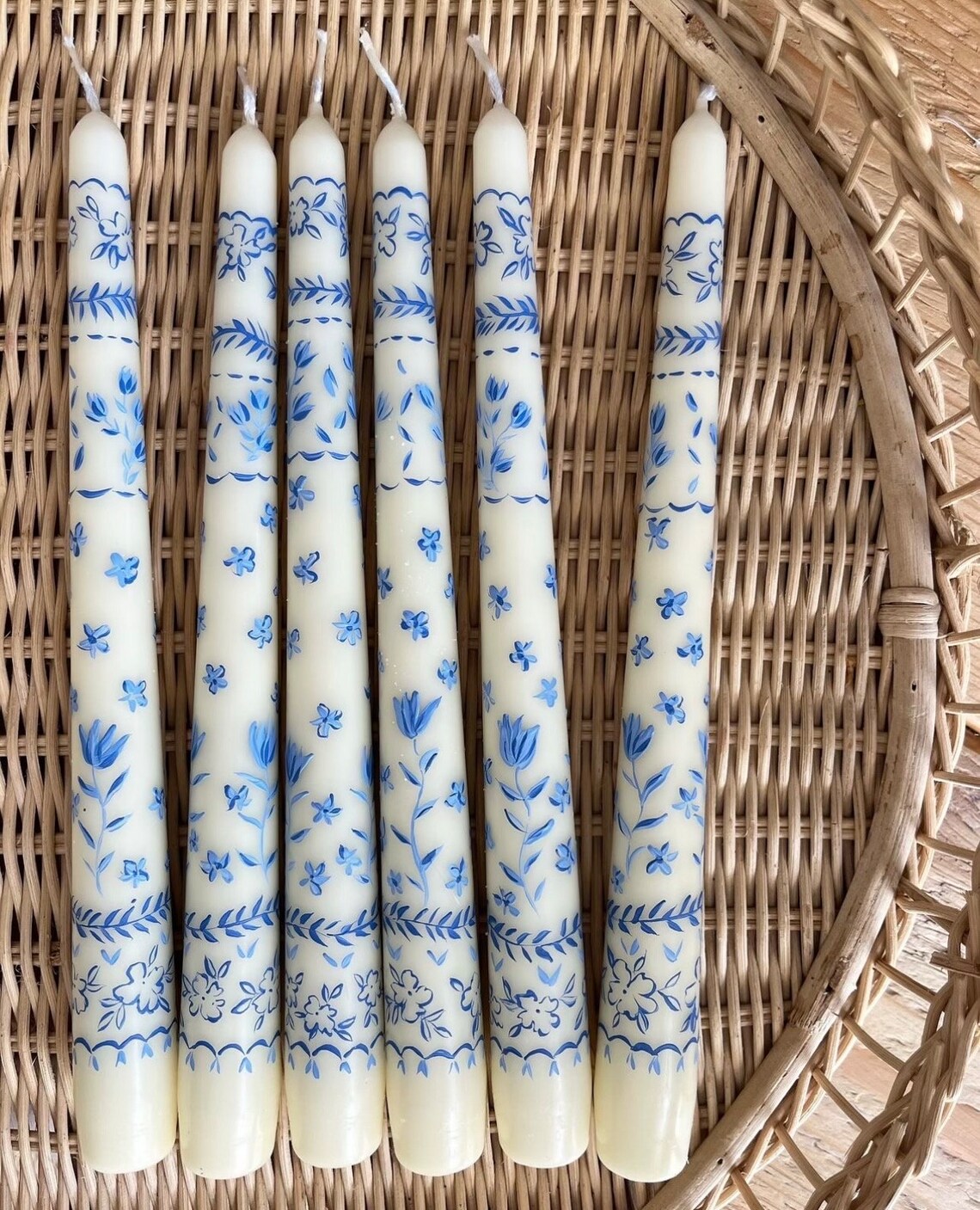 Set of 2 Tile Patterned Conical Candle. Porcelain Patterned Conical ...