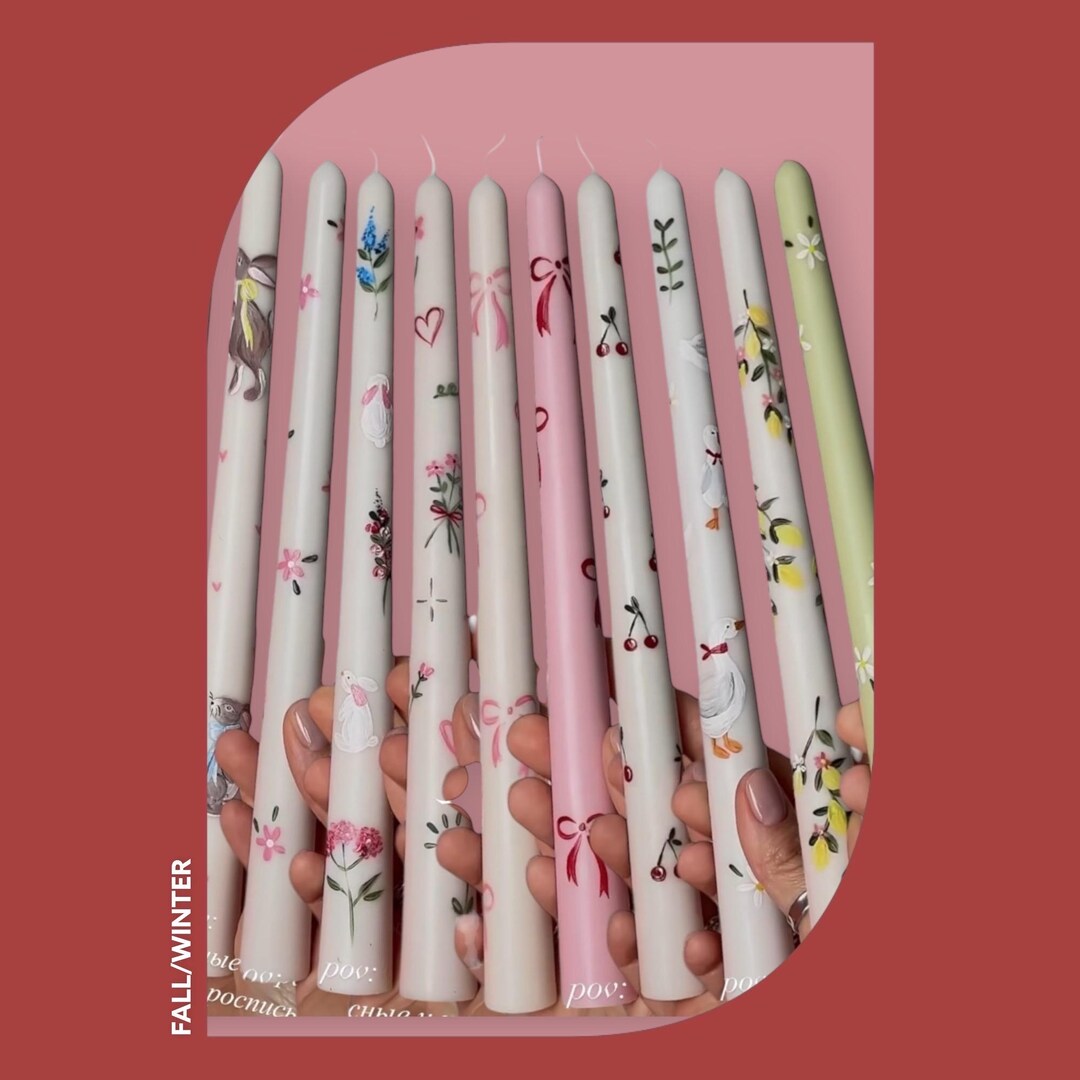 Set of 2 Pattern Taper Candle .spring Candle. Spring Home Pattern Decor ...