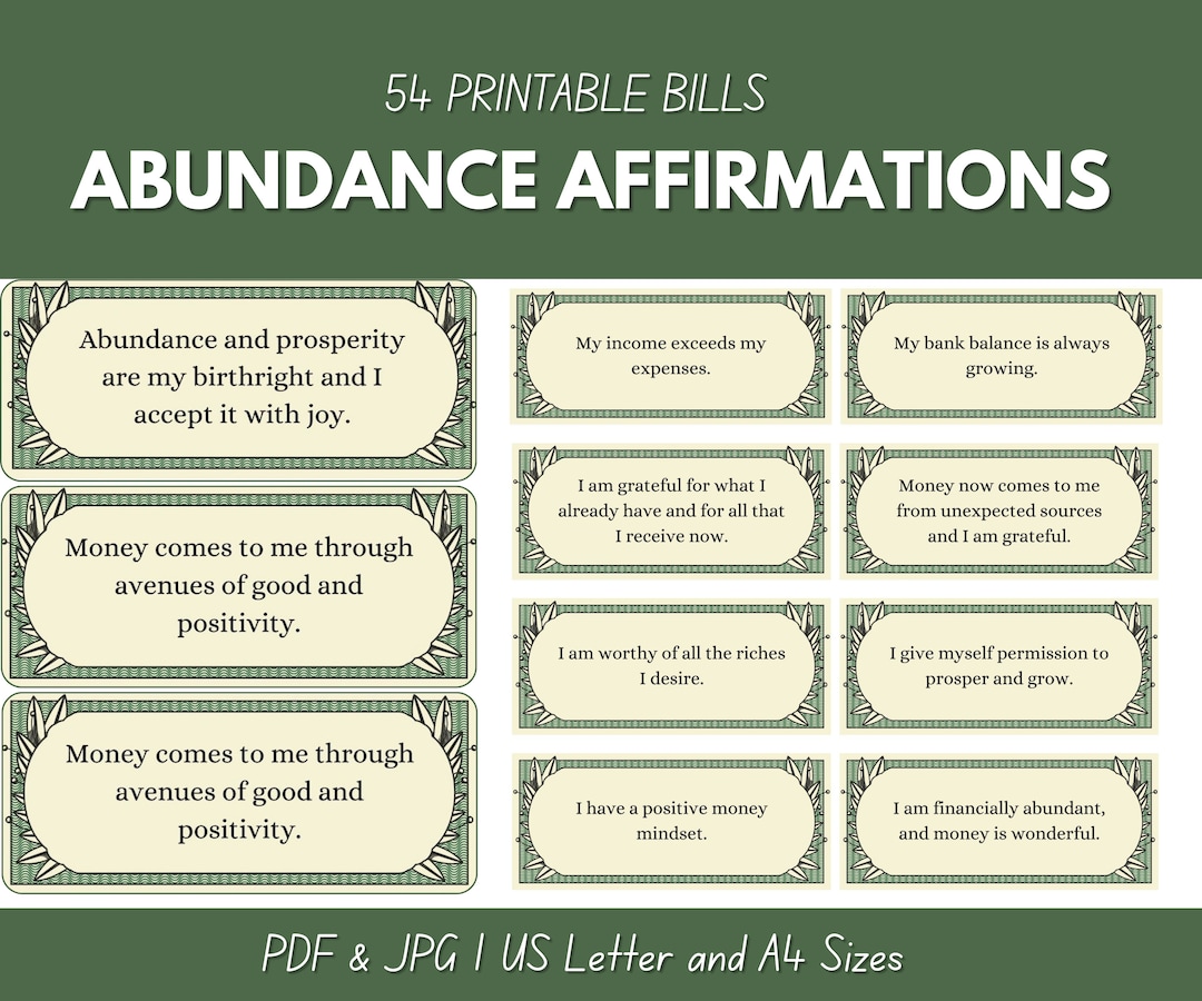 Money & Wealth Affirmation Cards Printable Abundance Cards Set ...
