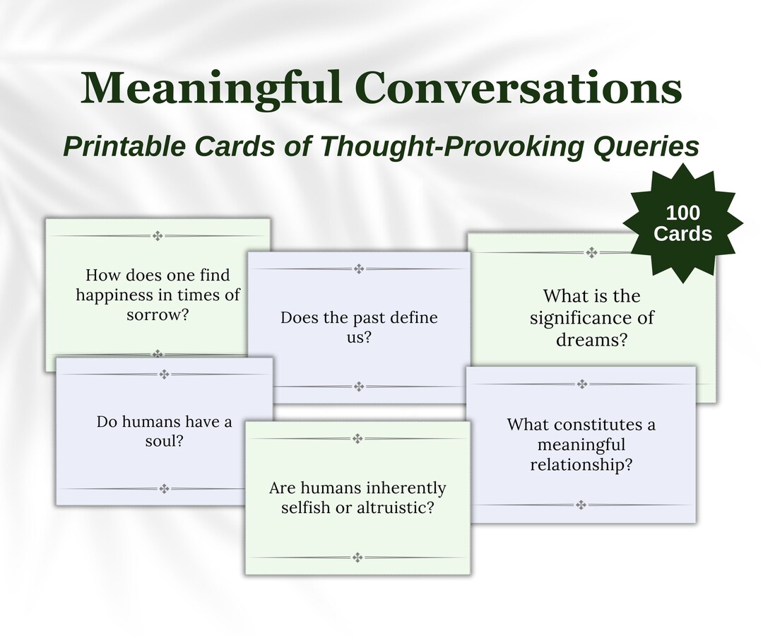 100 Small Talk Cards for Thinkers: Printable Philosophical Questions on ...