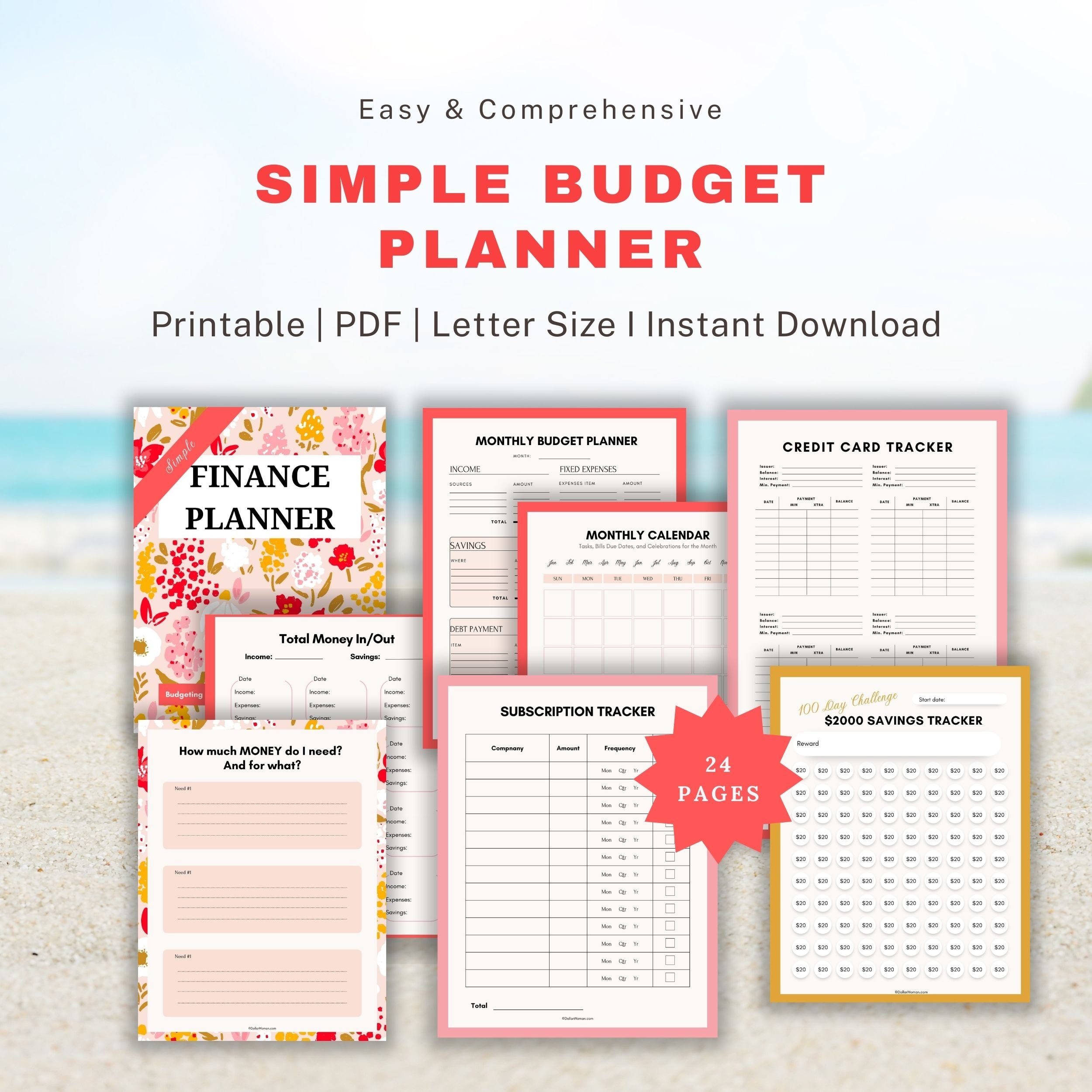 Simple Budget Planner Monthly Budget Planner Printable Financial ...