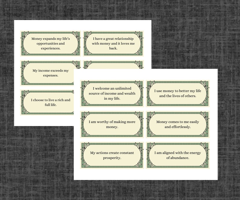 Money & Wealth Affirmation Cards Printable Abundance Cards Set ...