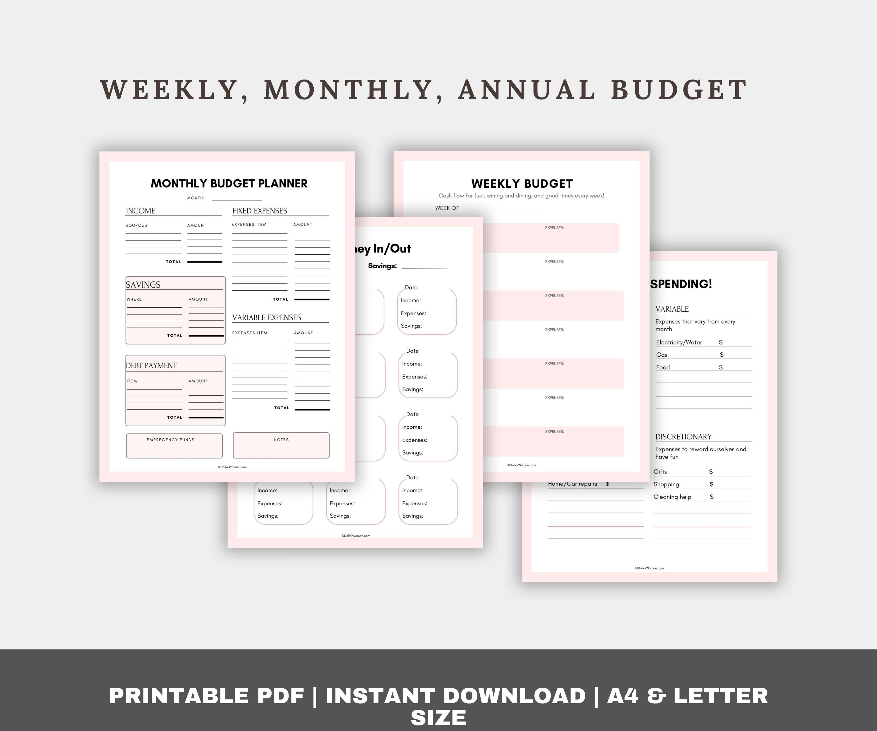 Simple Budget Planner Printable, Finance Tracker, Finance Planner ...