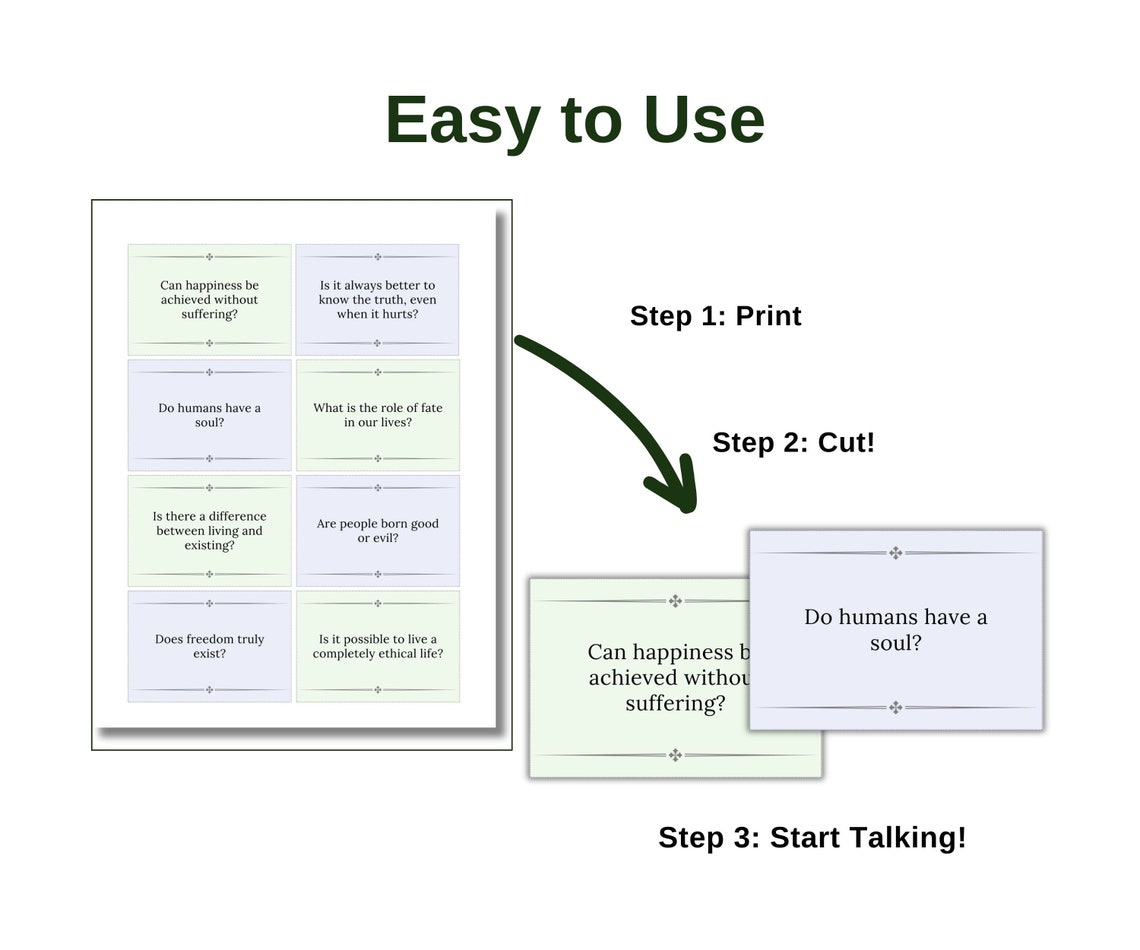 100 Small Talk Cards for Thinkers: Printable Philosophical Questions on ...