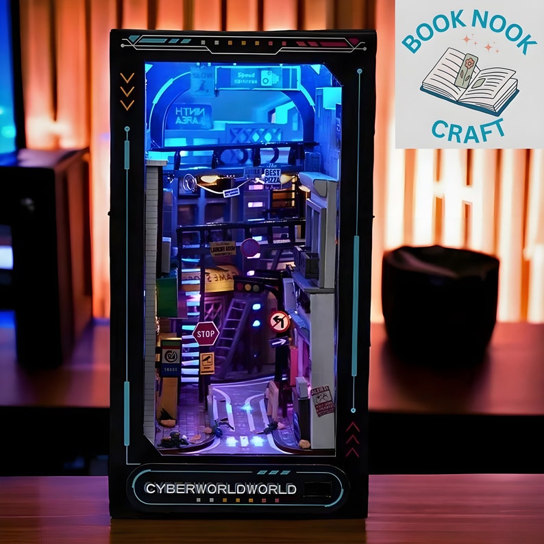 DIY Cyberpunk Book Nook Bookshelf Insert Cyberworld Book Nook 3D Model ...
