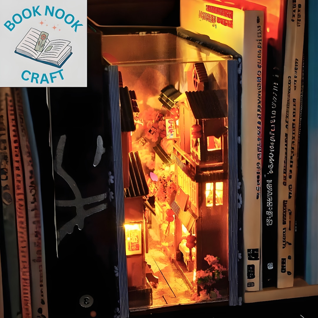 Japanese Lodge DIY Book Nook Japanese Blue Book Nook Bookend Japanese Home Tavern Decor ...