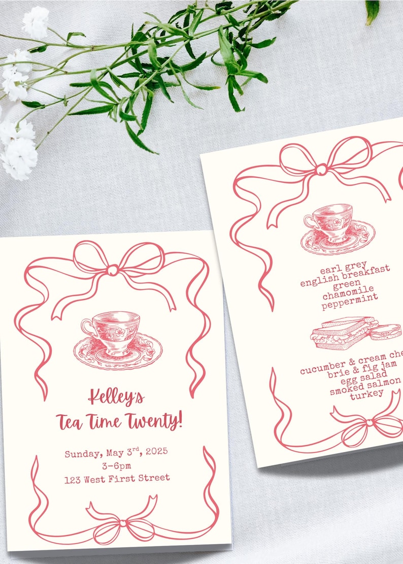 Editable Tea Party Invitation & Menu – Customizable Digital and ...