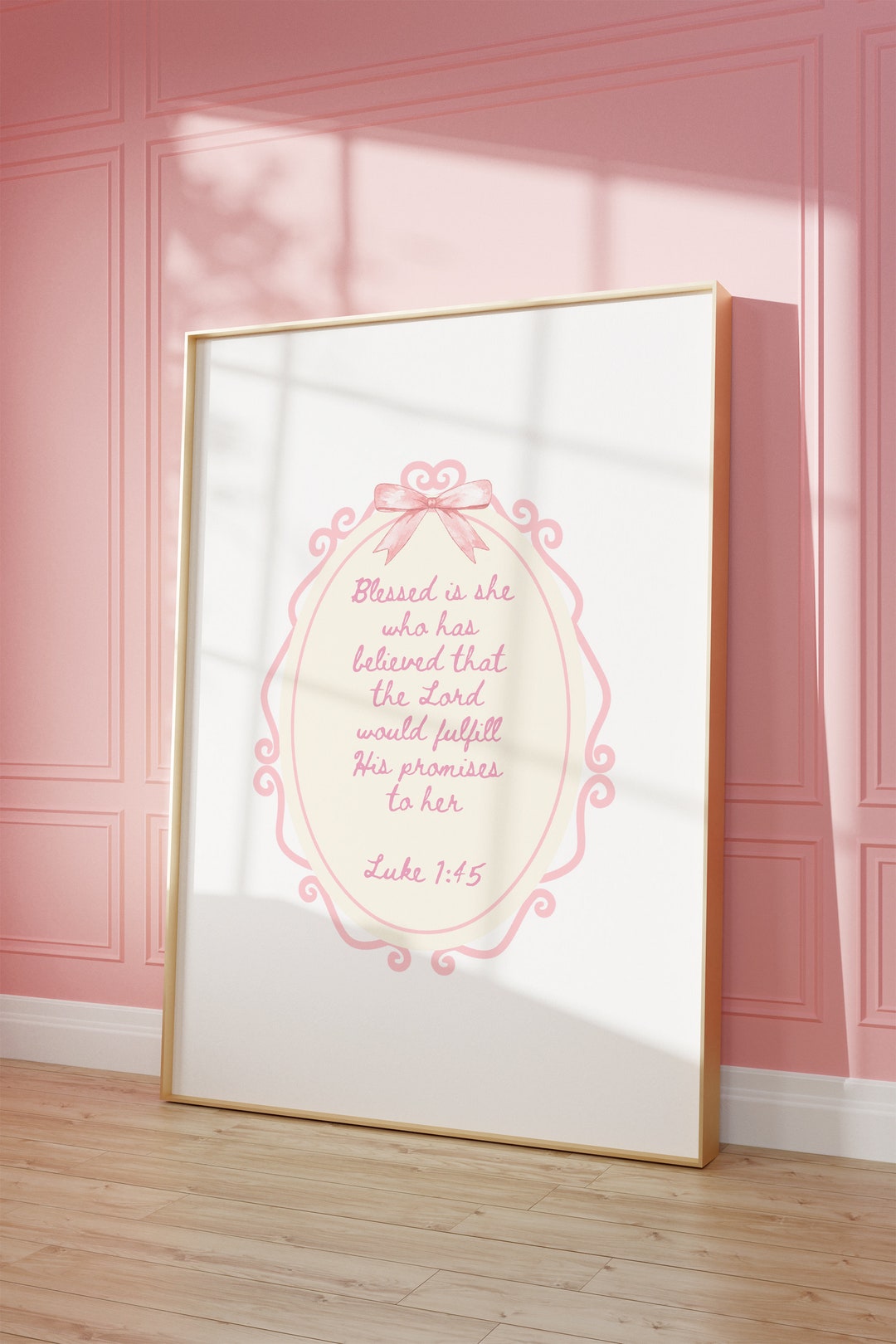 Christian Pink Scripture Wall Art Girly Modern Christian Bible Verses ...