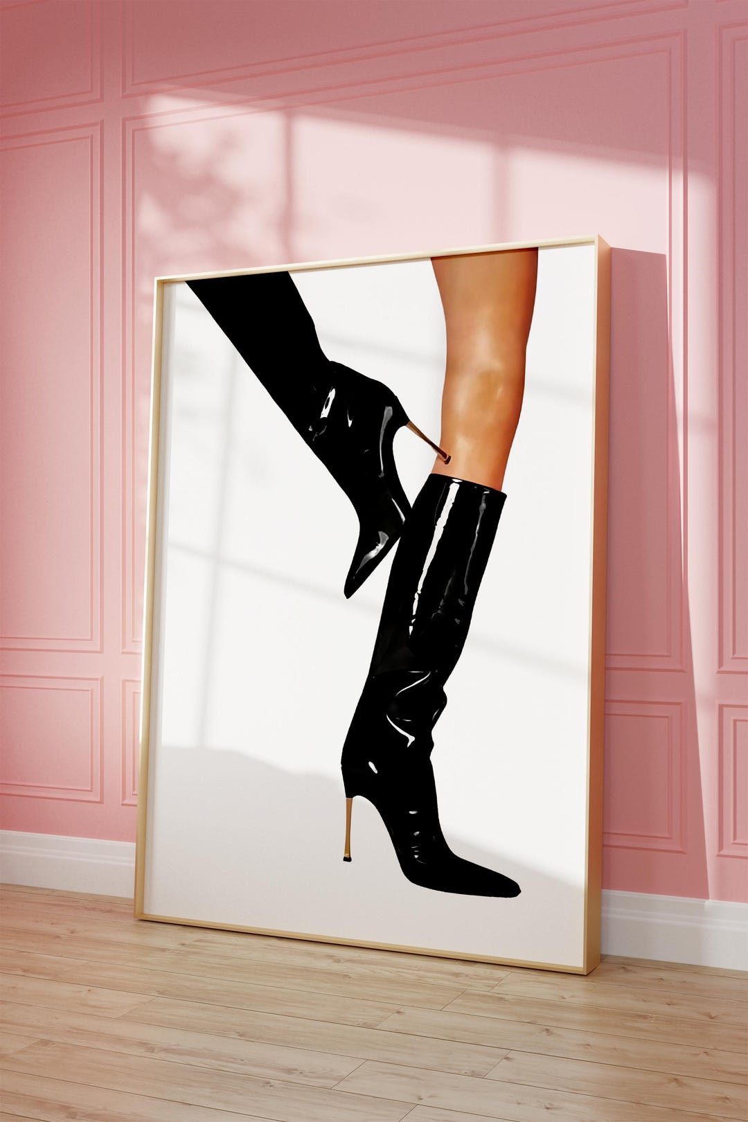 Fashion Wall Art Vogue Poster Black Stiletto Boots Poster Chic Modern ...
