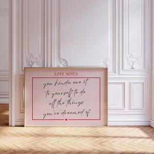 Love Note Print Pink Red Aesthetic Coquette Wall Art Handwritten Letter ...