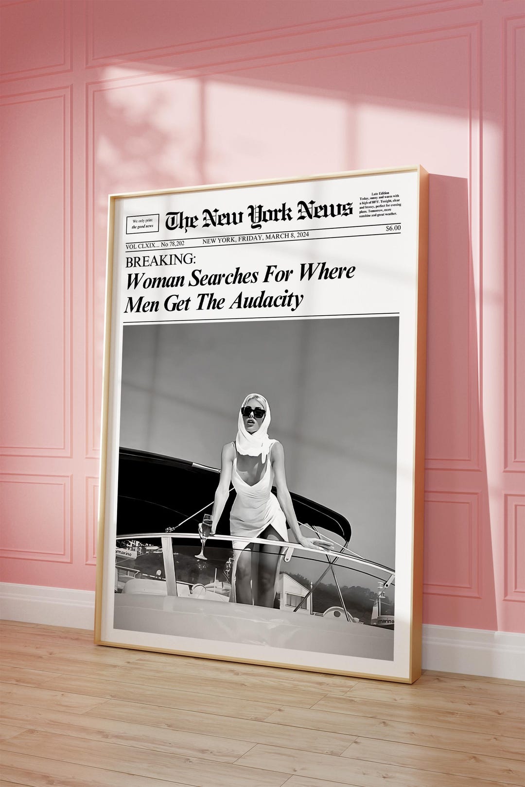 Newspaper Print Trendy News Wall Art the Audacity Headline Retro ...