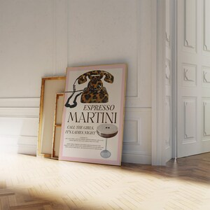 Espresso Martini Wall Art Girly Vintage Leopard Print Telephone ...