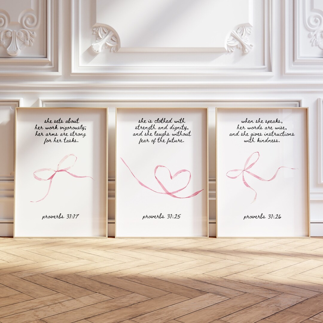 Christian Wall Art Set Christian Pink Wall Art Girly Bible Verses for ...