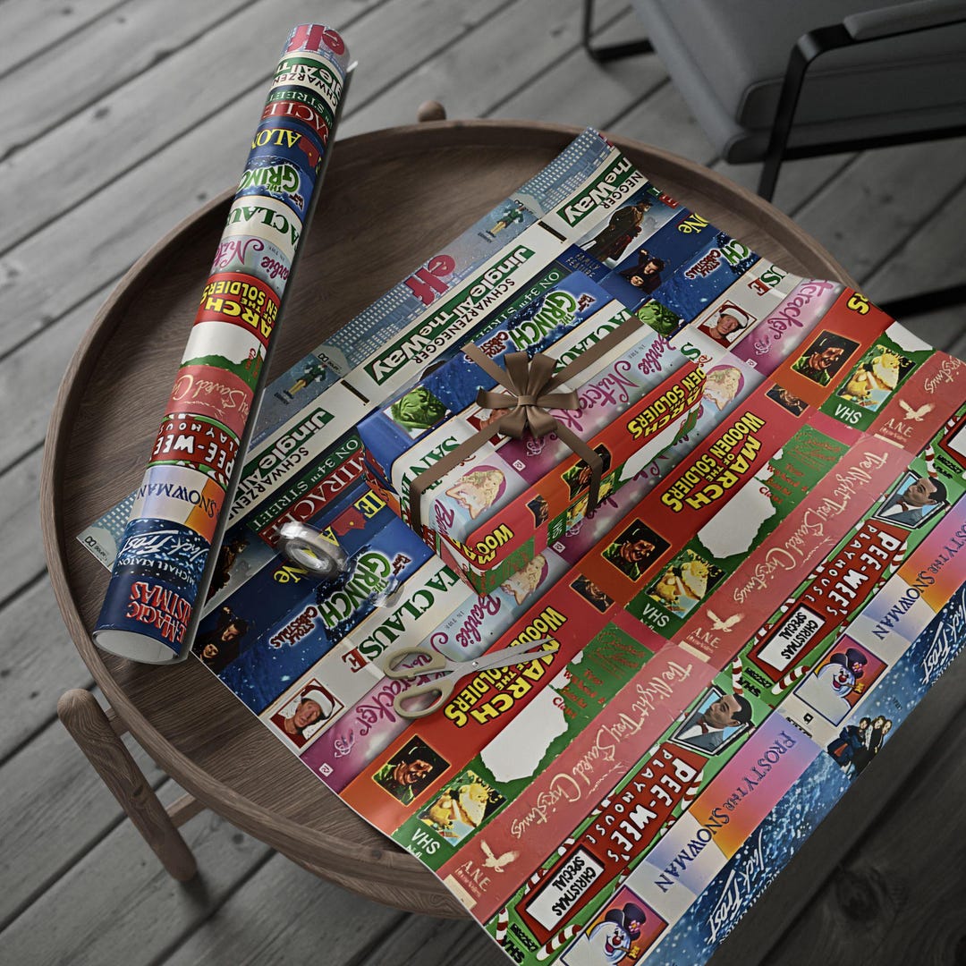 Retro Christmas Movie VHS Wrapping Paper - Holiday Nostalgia, Gift Wrap ...