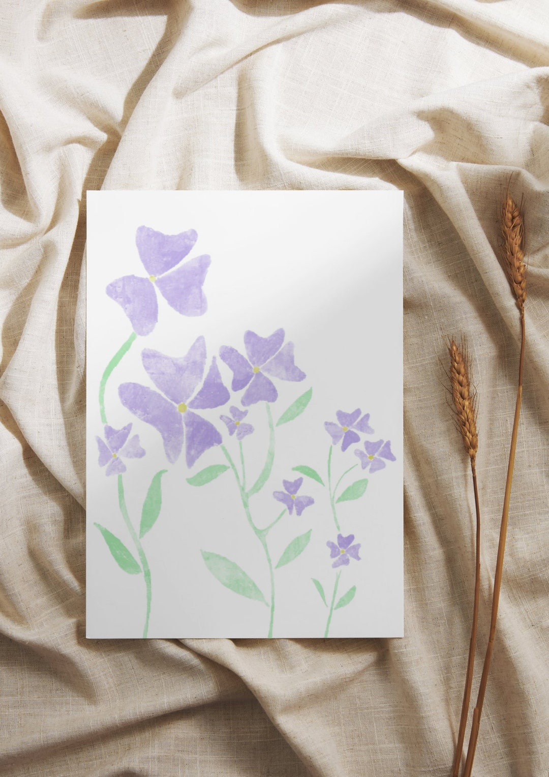 Purple Flower Watercolour Illustration Digital Print Wall Art - Etsy