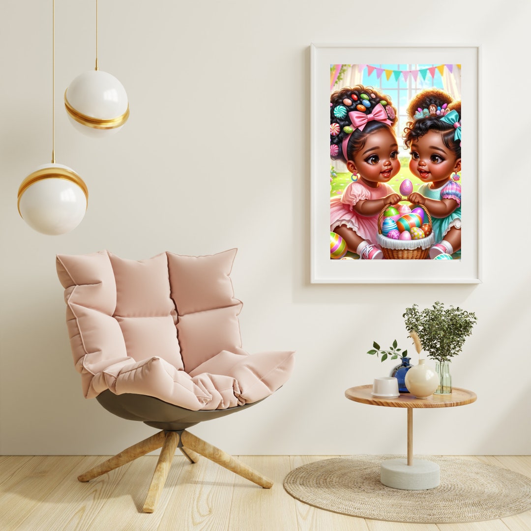 Adorable Afro-american Twins Easter PNG Printable Instant Download - Etsy