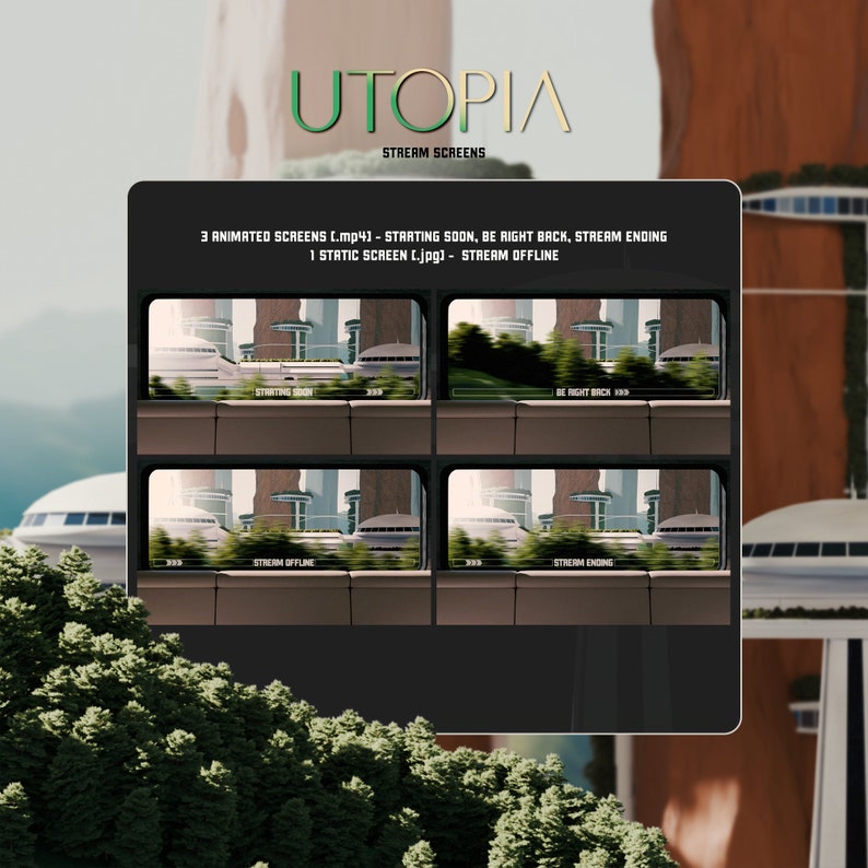 Utopia Stream Pack - Animated Stream Screens, Static Stream Overlay ...