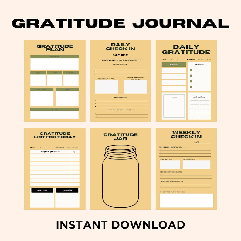 Gratitude Journal Printable Mental Health Journal Digital Mindfulness ...