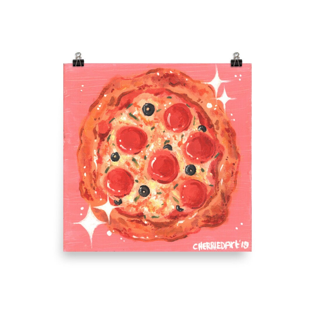 Pink Pizza Square Print - Etsy