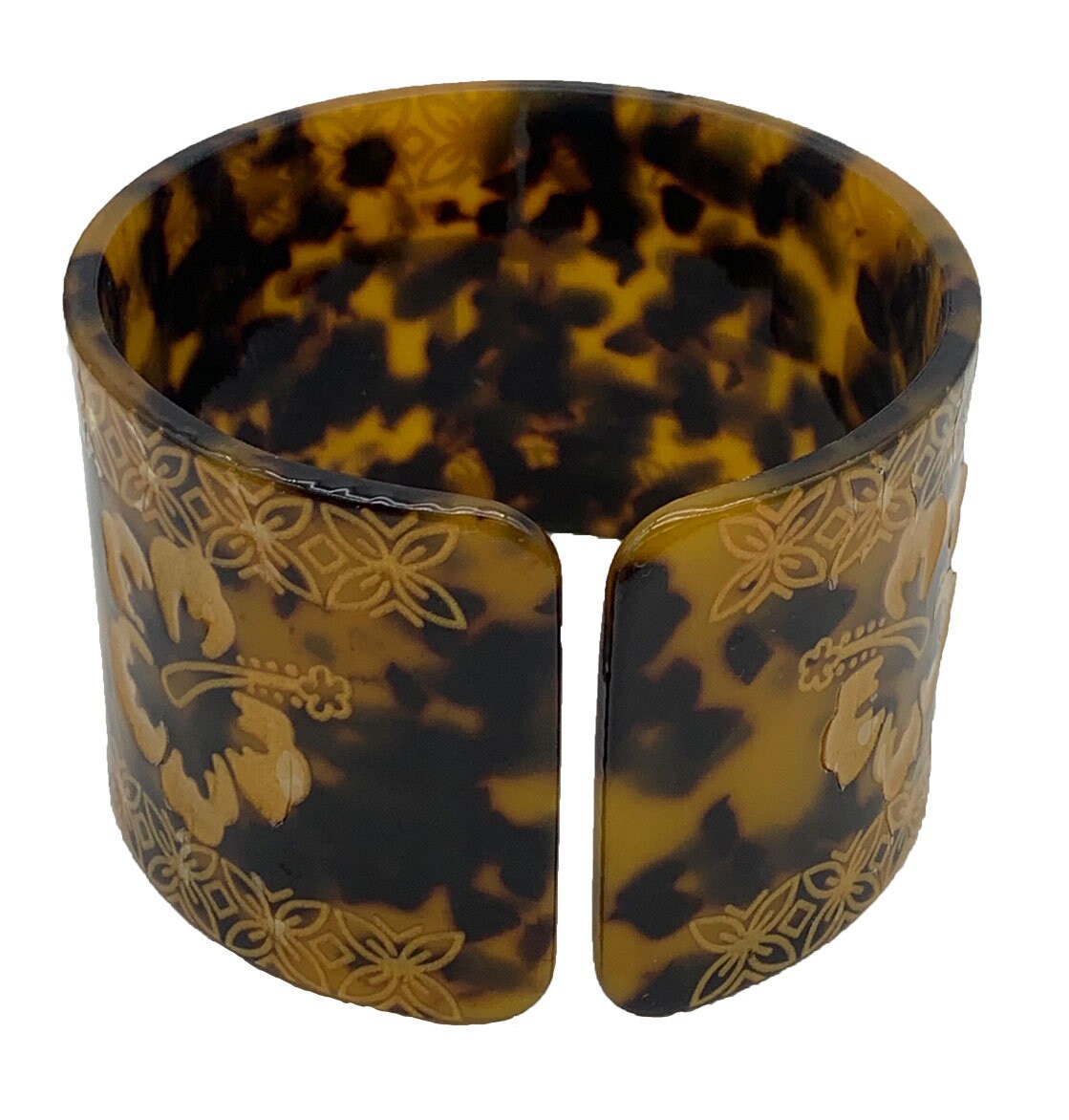 Samoan/hawaiian Style Faux Turtle Shell Carved Bracelet 5.0 Cm Wide ...