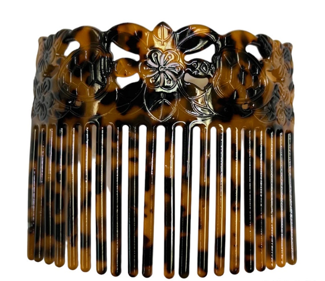 Samoan Hawaiian Faux Turtle Shell Comb - Turtle & Plumeria Design - Etsy