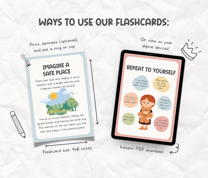 60 Grounding Technique Printable Cards for Kids & Teens, CBT DBT ...