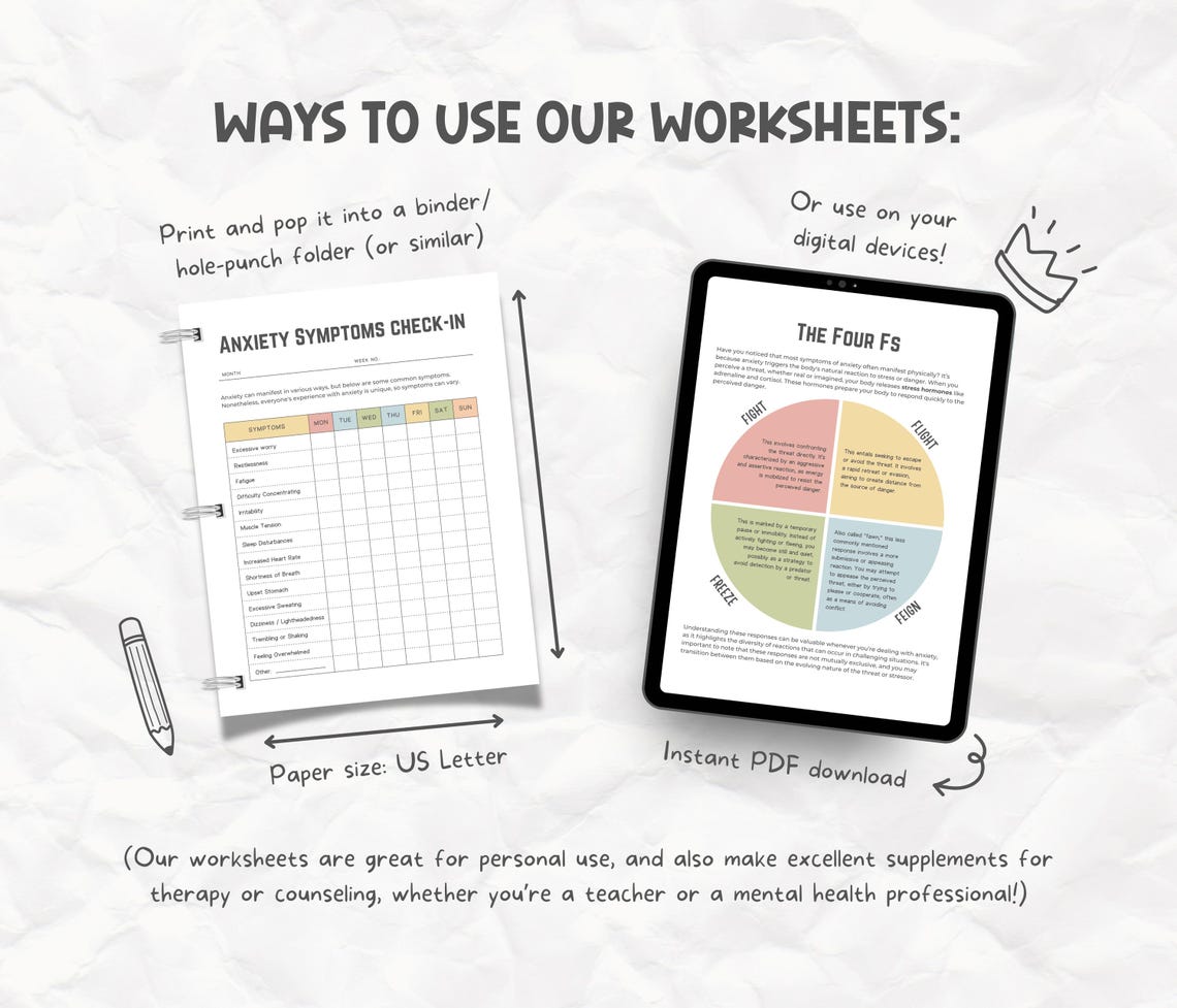 CBT Workbook for Anxiety, CBT Worksheets, Therapy Worksheets, Anxiety ...