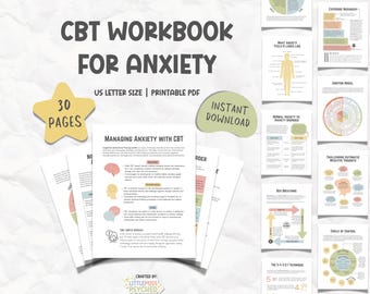 CBT Workbook for Anxiety, CBT Worksheets, Therapy Worksheets, Anxiety ...