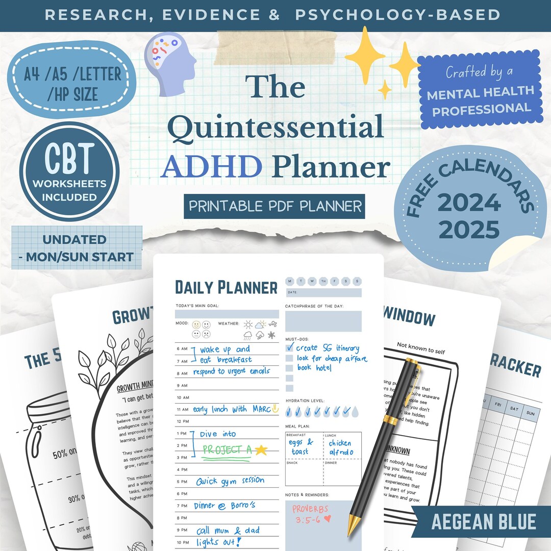 Printable ADHD Planner, Adult Neurodiversity Workbook, Self-care ...