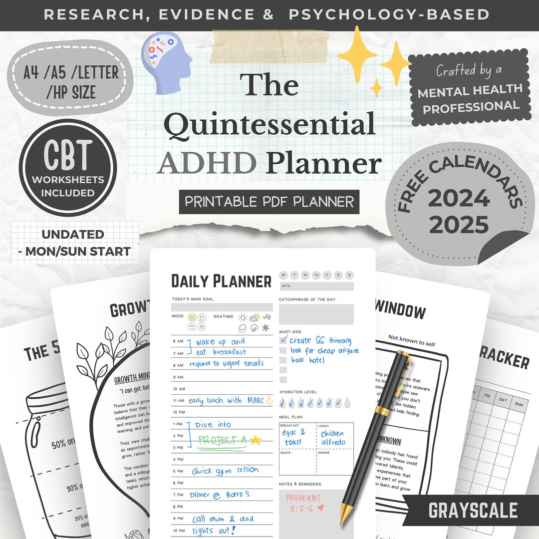 ADHD Planner, Printable ADHD Planner Adult, Neurodiversity, ADHD ...