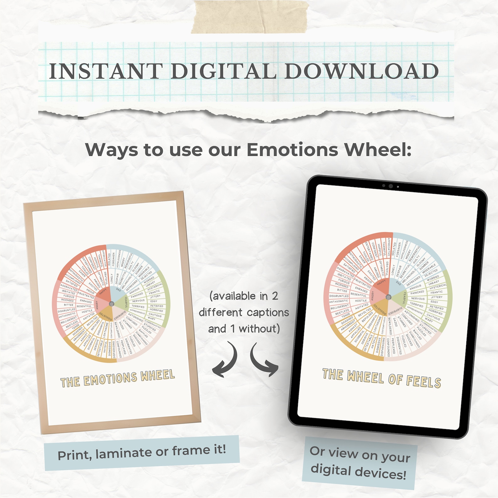 Emotions Wheel, Feelings Wheel, Feelings Chart, Therapist Office Decor ...