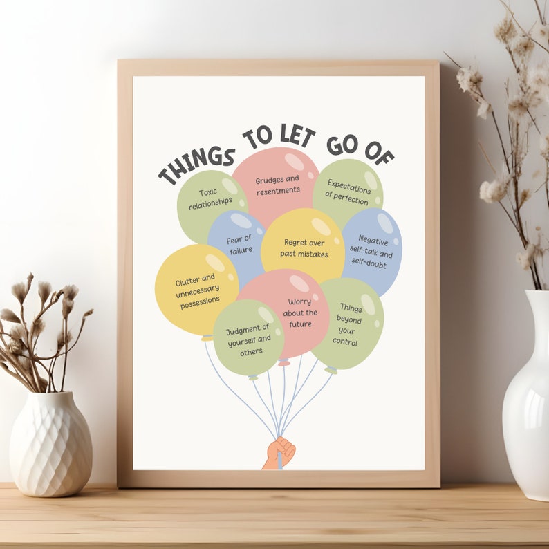 Things to Let Go of Printable Poster, Wall Print Therapy Office Decor ...