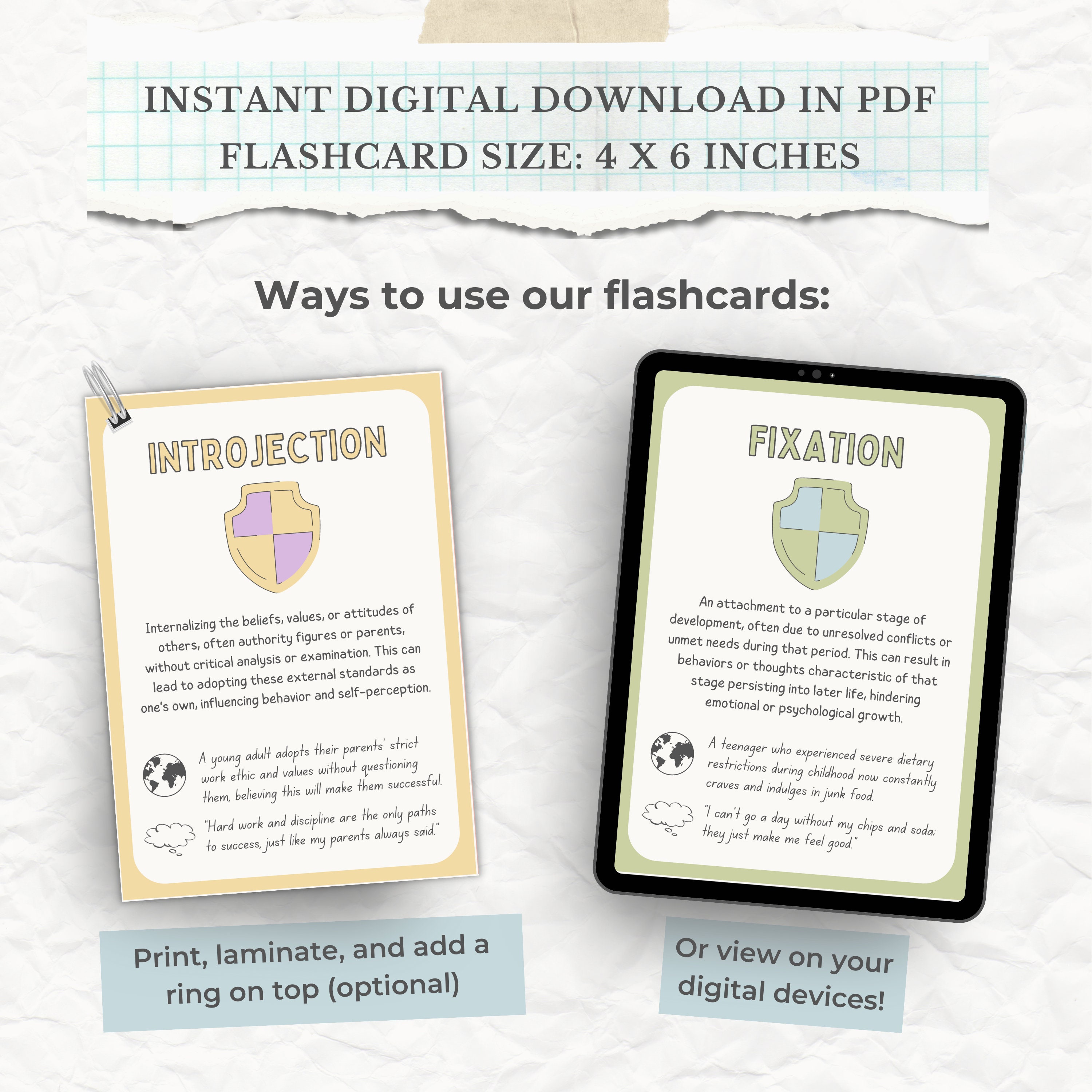 Defense Mechanism Printable Flashcard, Therapy Tool, for School ...