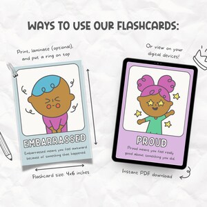 Emotions Feelings Flashcards for Kids, Play Therapy, Feelings Chart ...