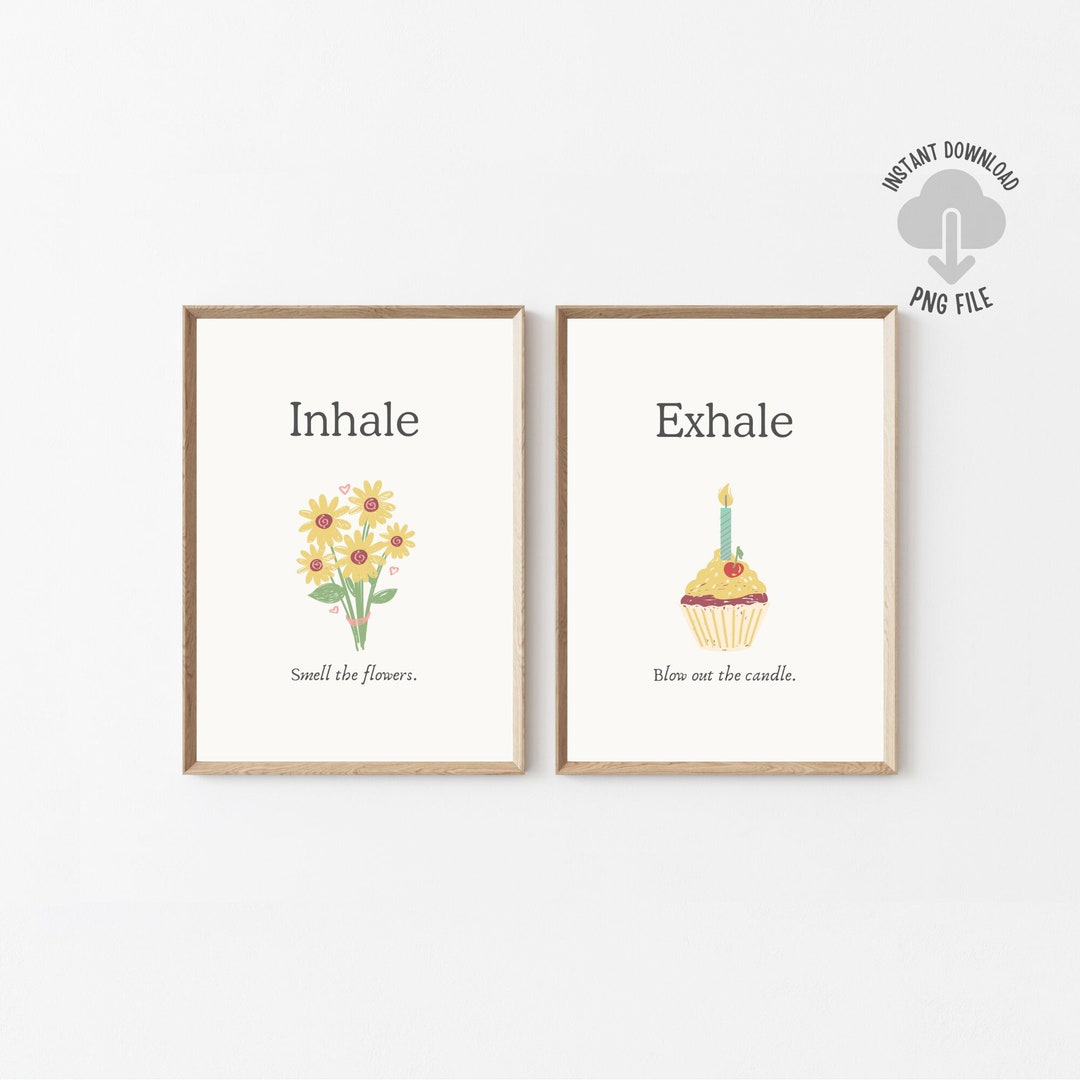 Inhale Exhale Printable Poster, Wall Print Therapy Office Decor ...
