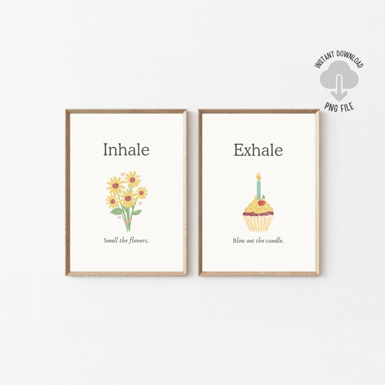 Inhale Exhale Printable Poster, Wall Print Therapy Office Decor ...