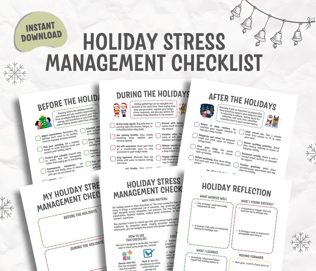 Holiday Stress Management Checklist || Coping Skills, Grounding ...