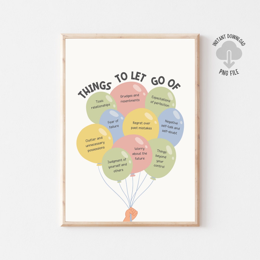 Things to Let Go of Printable Poster, Wall Print Therapist Office Decor ...