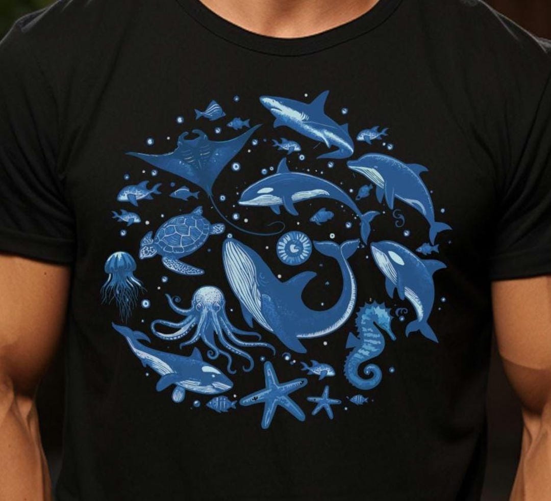 Ocean Life T-shirt Marine Animals Graphic Tshirt Sea Creatures Biology ...