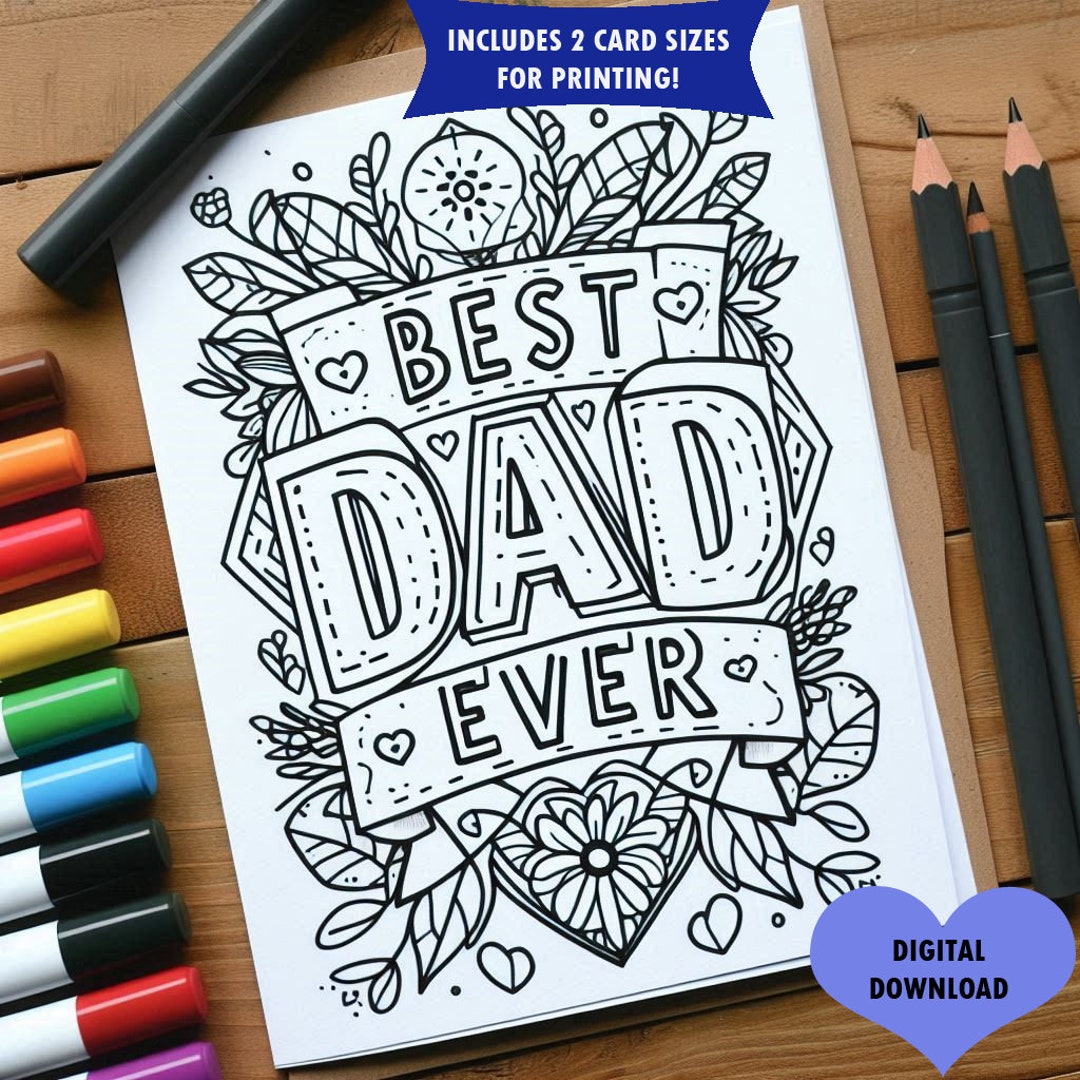 BEST DAD EVER Colouring Card Digital Download for Fathers Day! - Etsy