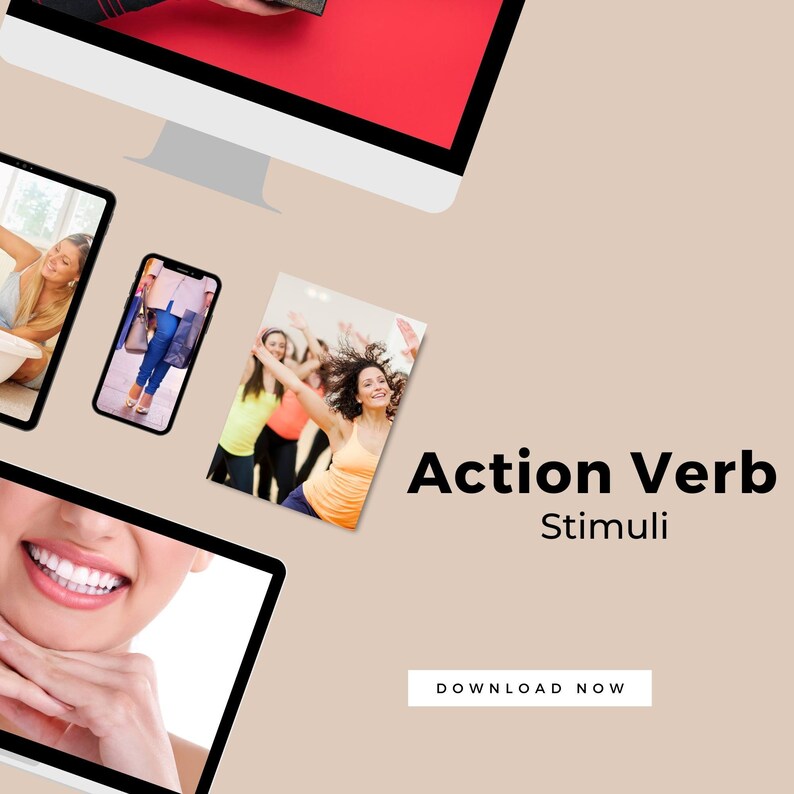 Verb Stimuli, Printable Action Verb Flashcards, Montessori Materials ...
