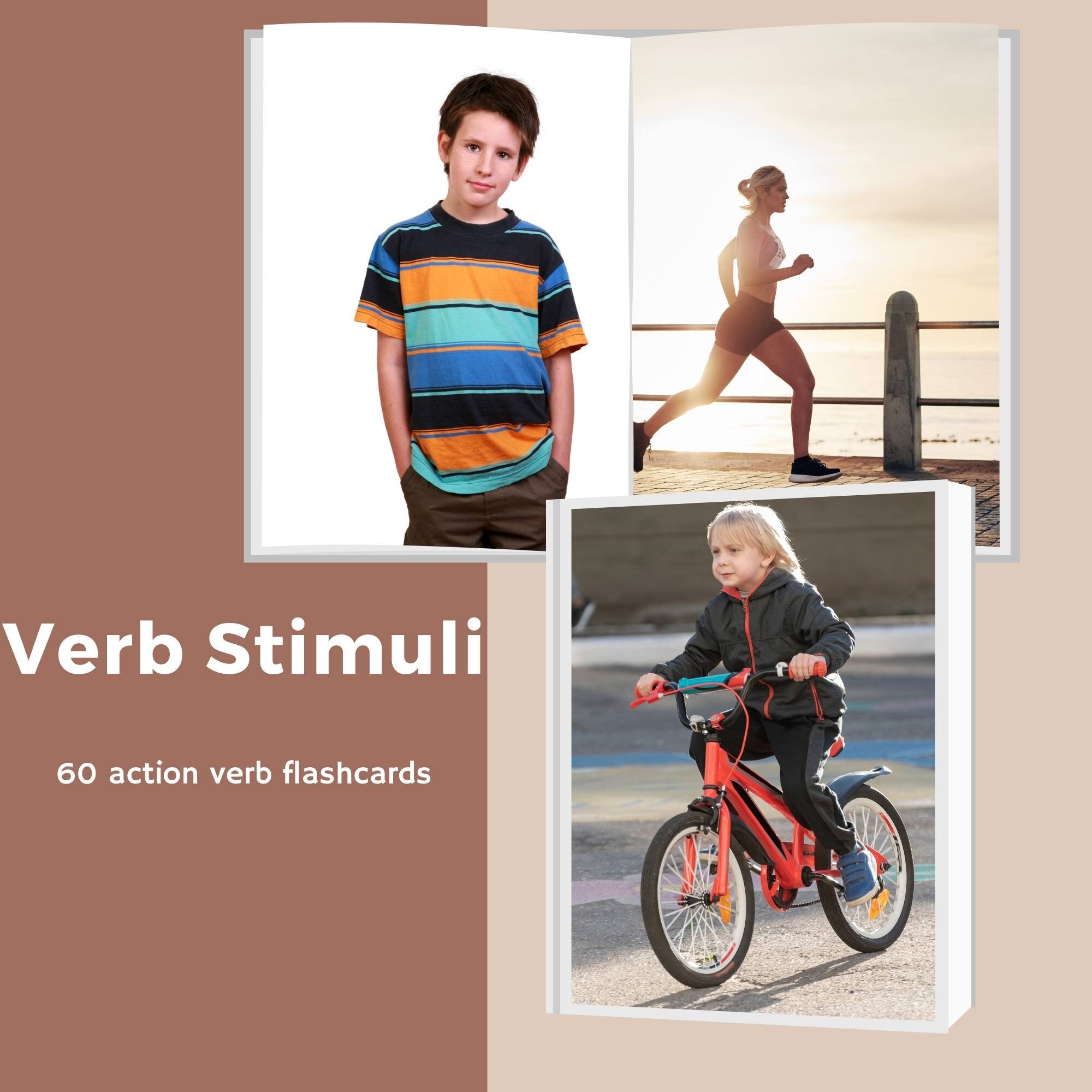 Verb Stimuli, Printable Action Verb Flashcards, Montessori Materials ...