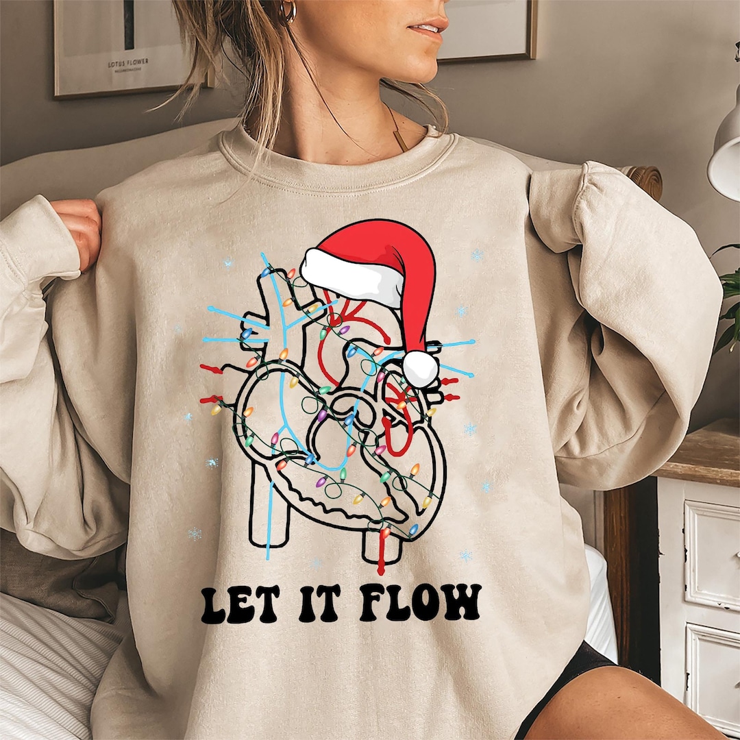 Christmas Cardiac Nurse Heart Anatomy Shirt Xmas Cath Lab CCU Nurse ...