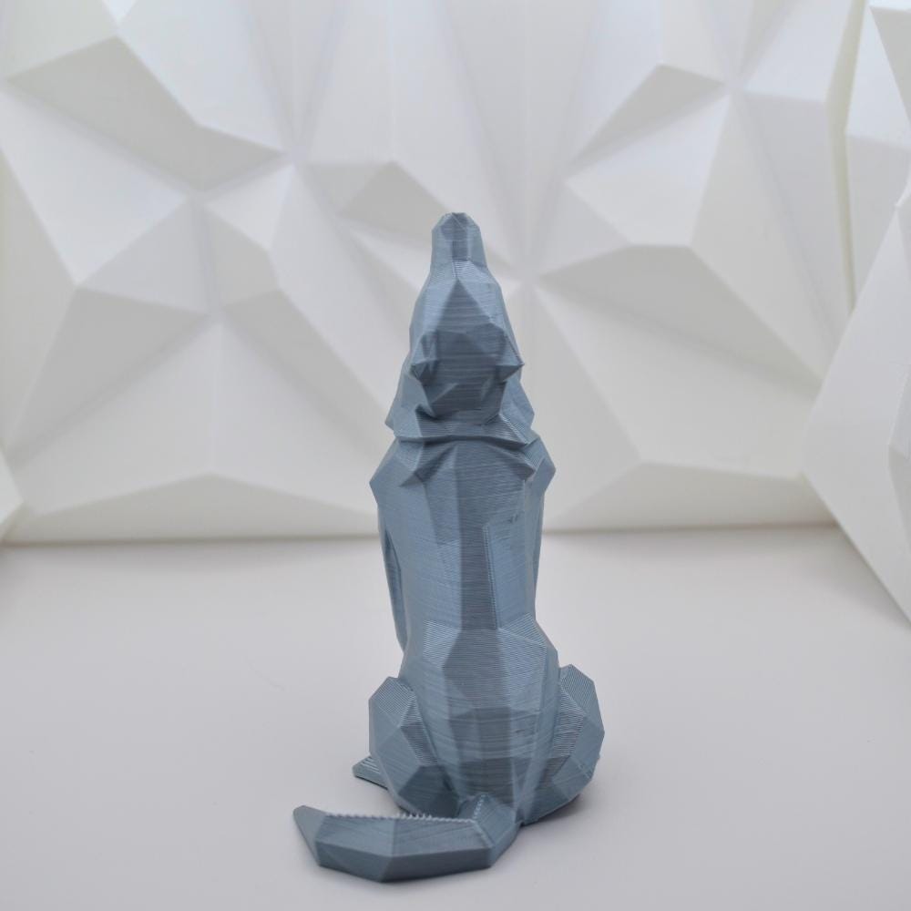 Howling Wolf Sculpture | 3D Printed Low Poly Figurine, Customizable ...