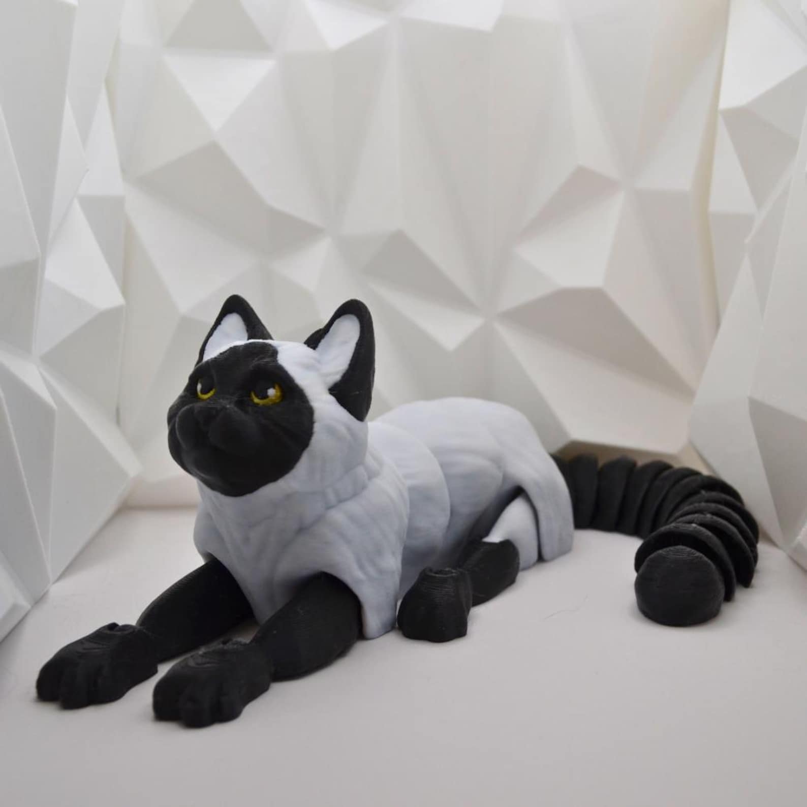 3D Printed Articulated Cat Figurine: Flexible Fidget Pet, Poseable ...