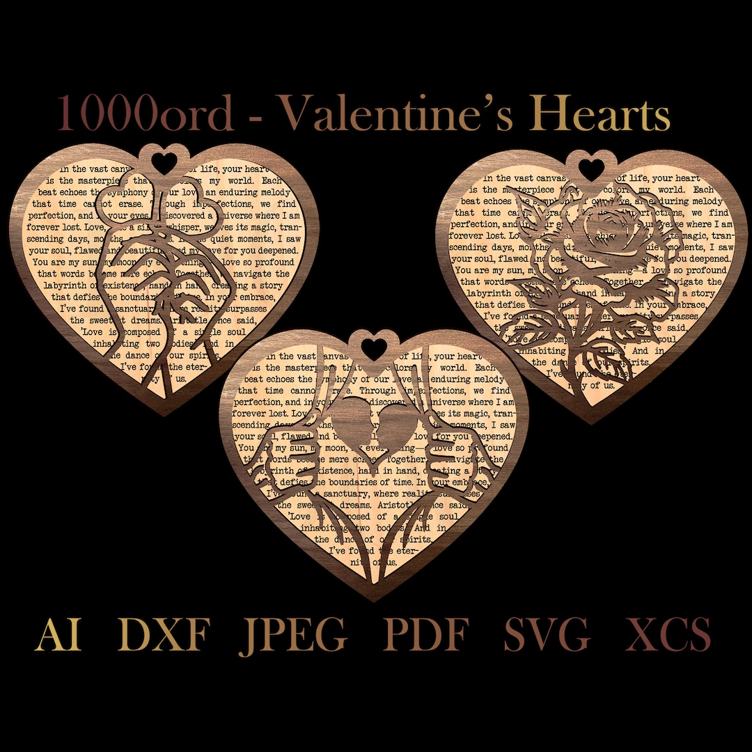 Valentines Hearts Laser Cut Files, Valentine SVG, Card, Valentine Gift ...