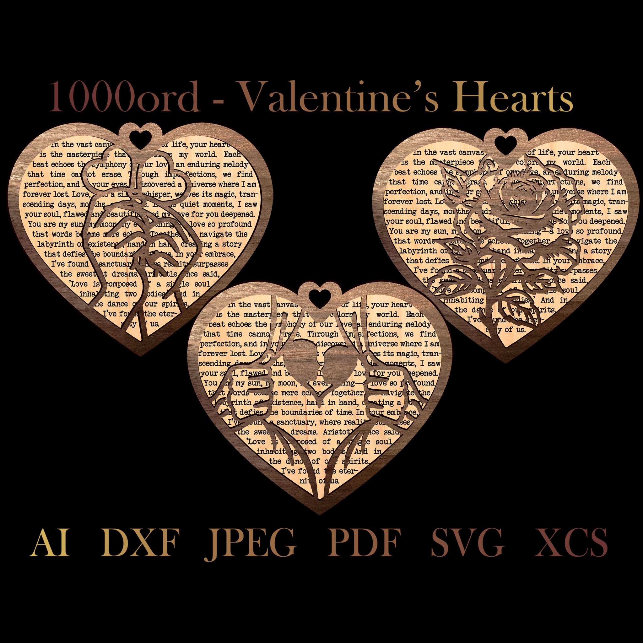 Valentines Hearts Laser Cut Files, Valentine SVG, Card, Valentine Gift ...