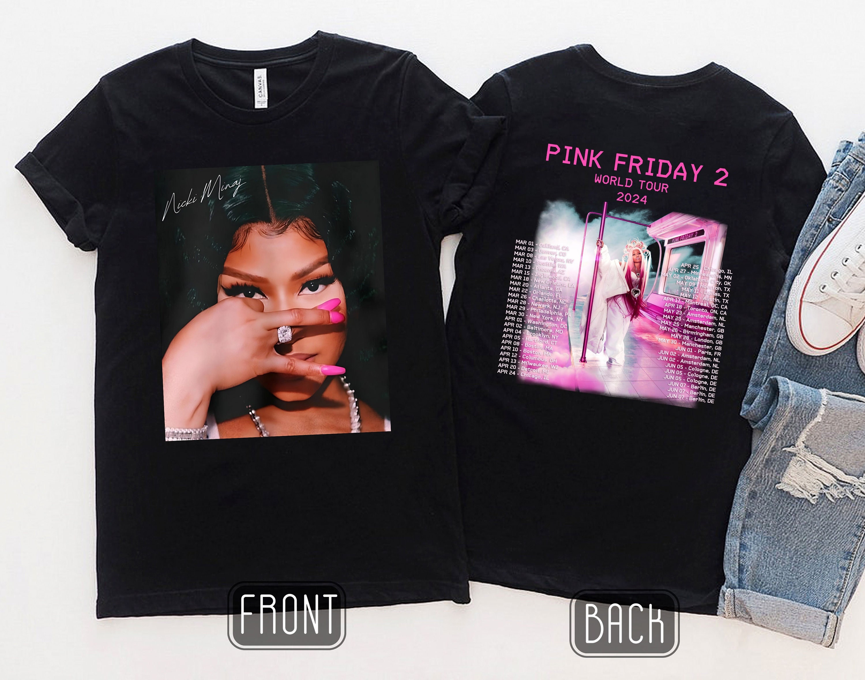 Pink Friday 2 Airbrush Nicki Minaj 2 Sided Shirt, Nicki Minaj Tour ...