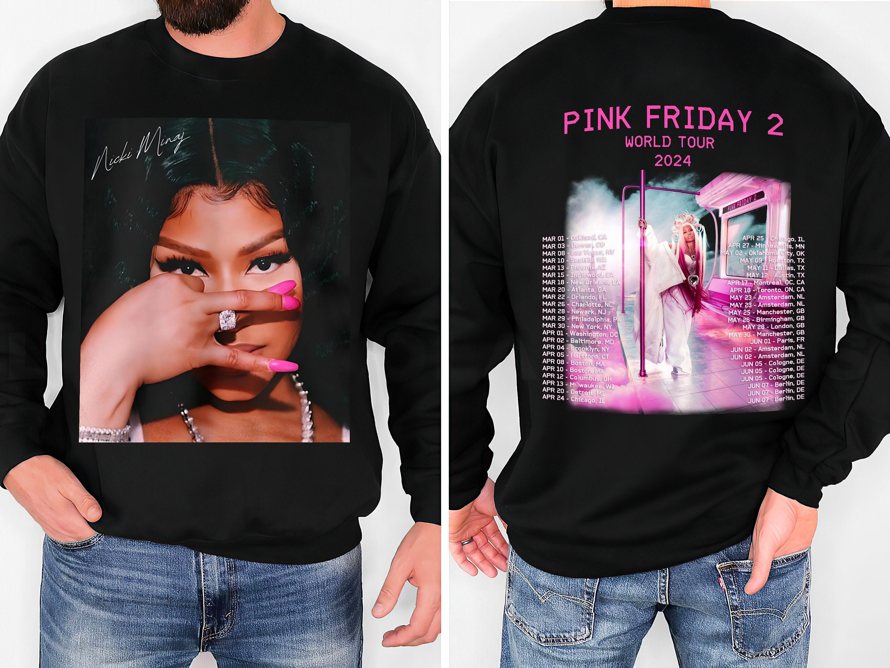 Pink Friday 2 Airbrush Nicki Minaj 2 Sided Shirt, Nicki Minaj Tour ...
