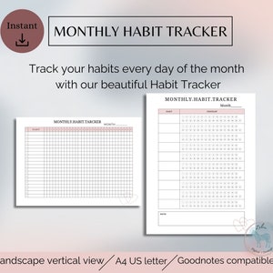 Habit Tracker Printable, Habit Tracker Monthly, iPad Tablet Habit ...